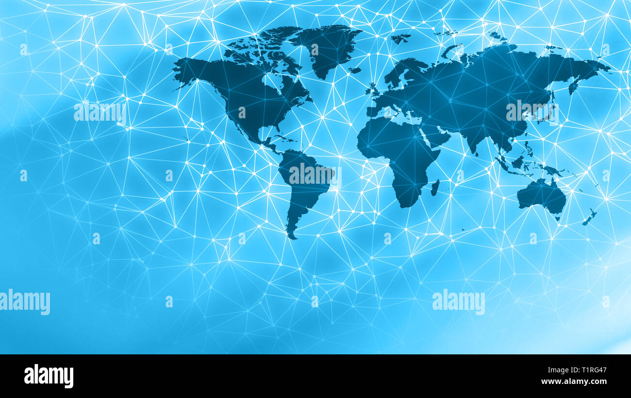 Modern world map, digital network communication Stock Photo - Alamy