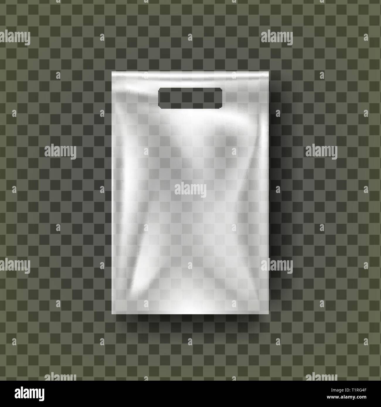 Plastic Hang Pouch Vector. Transparent Pocket Wrap. Empty Bagged ...