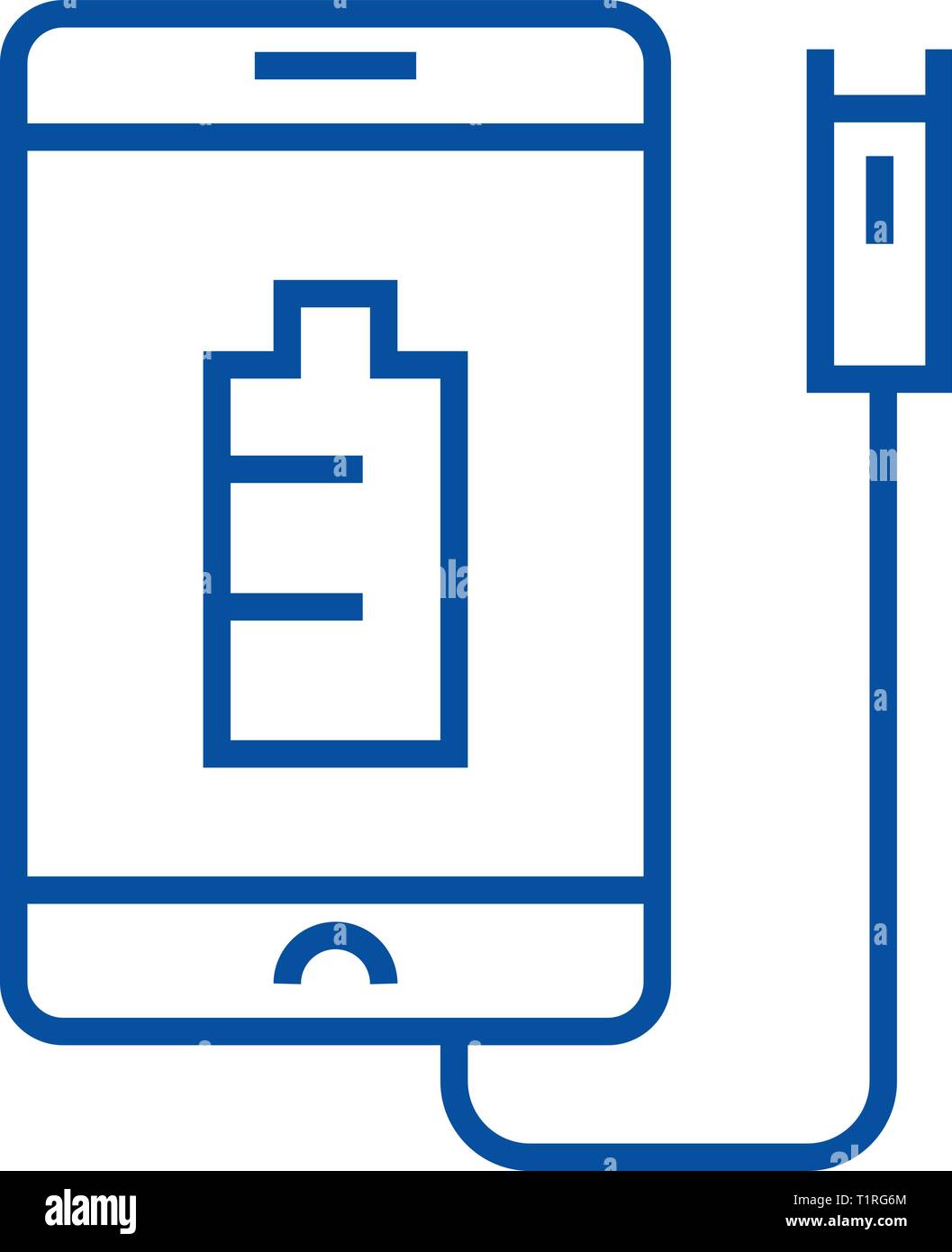 Phone charging line icon concept. Phone charging flat vector symbol ...