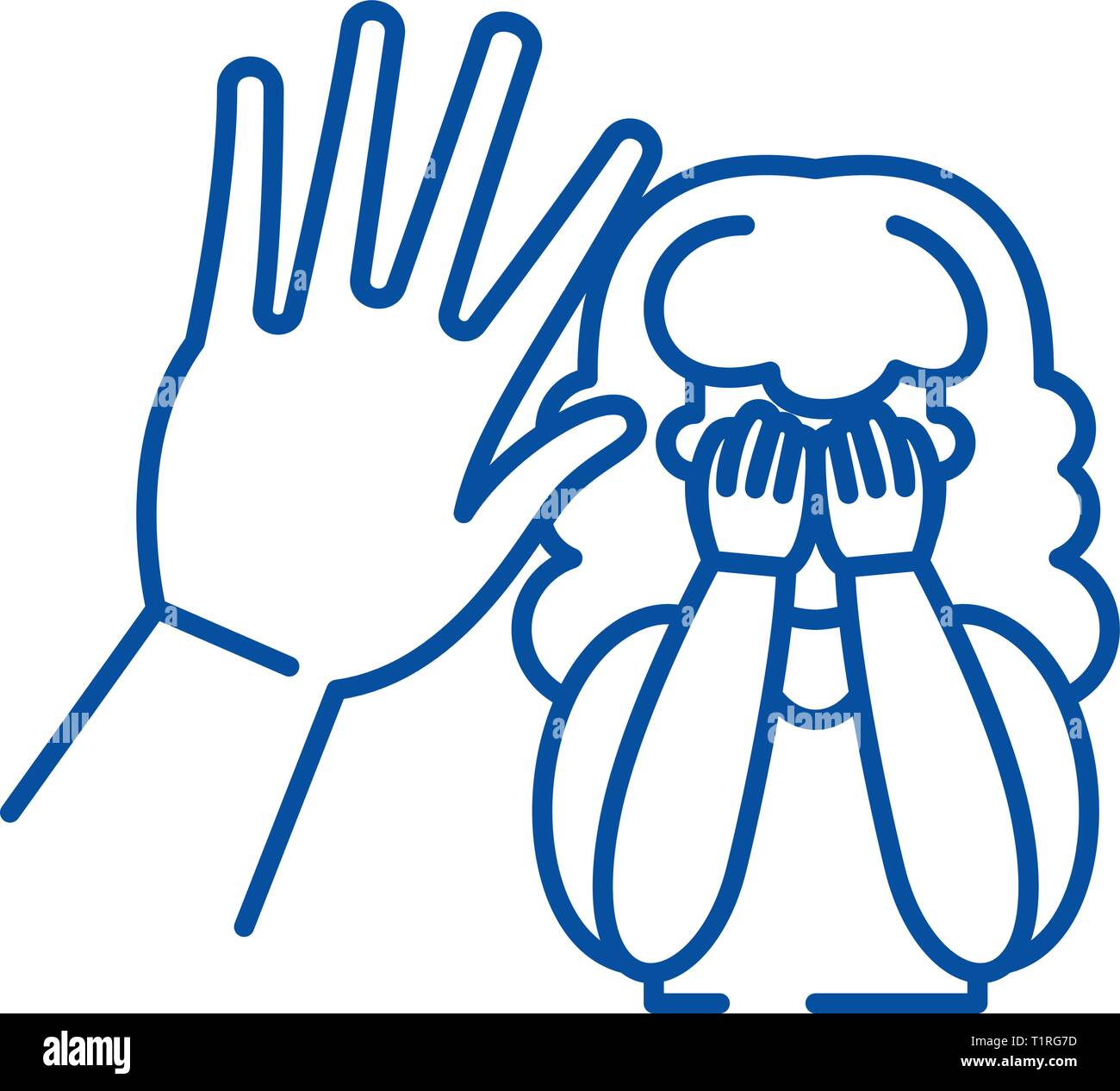 Physical aggression line icon concept. Physical aggression flat vector ...