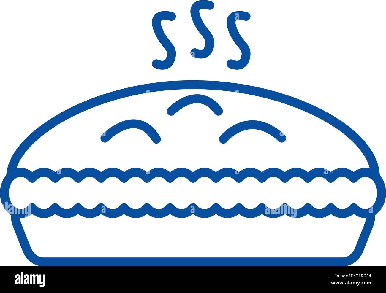 Pie with meat line icon concept. Pie with meat flat vector symbol, sign ...