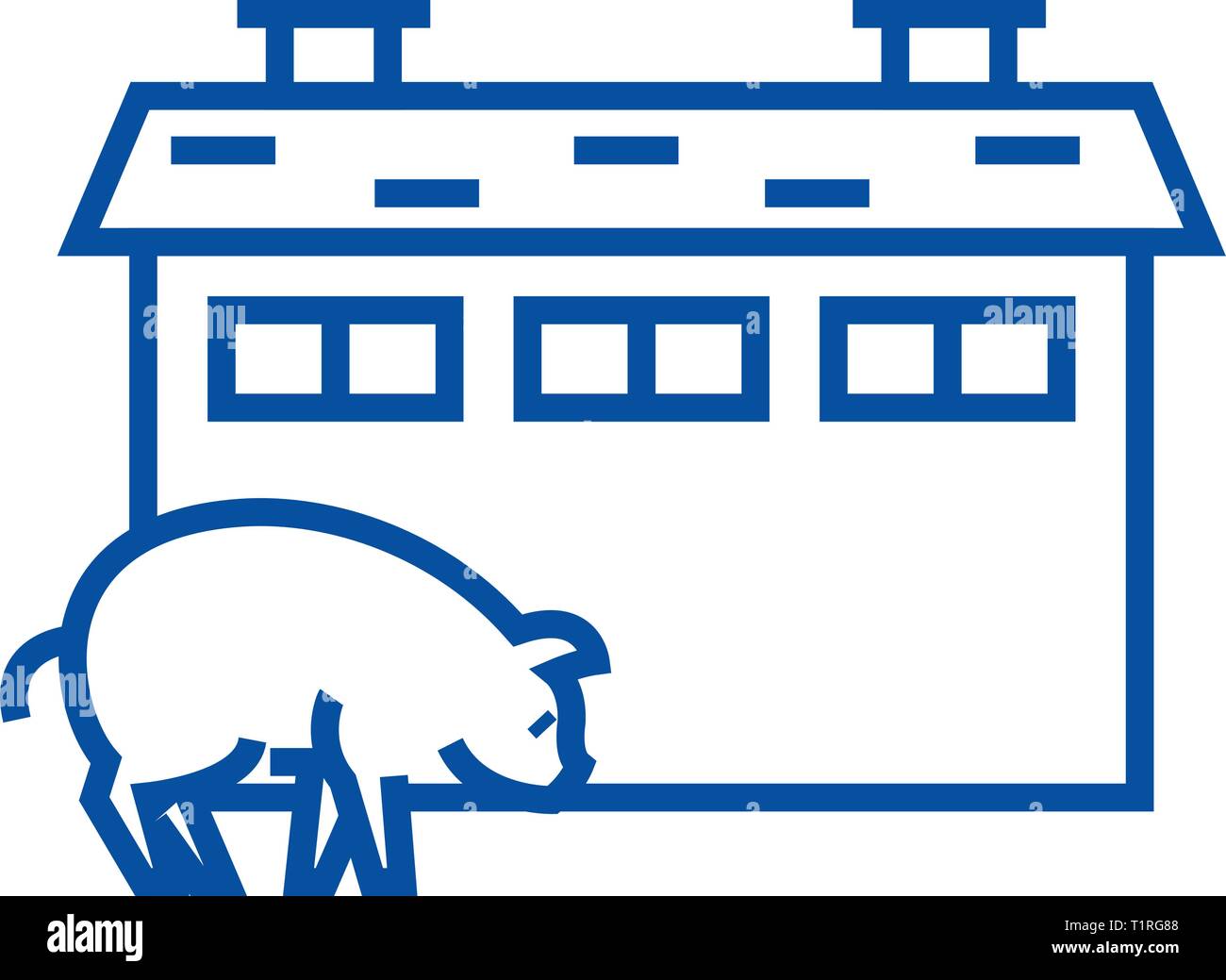 Pig farm line icon concept. Pig farm flat vector symbol, sign, outline ...