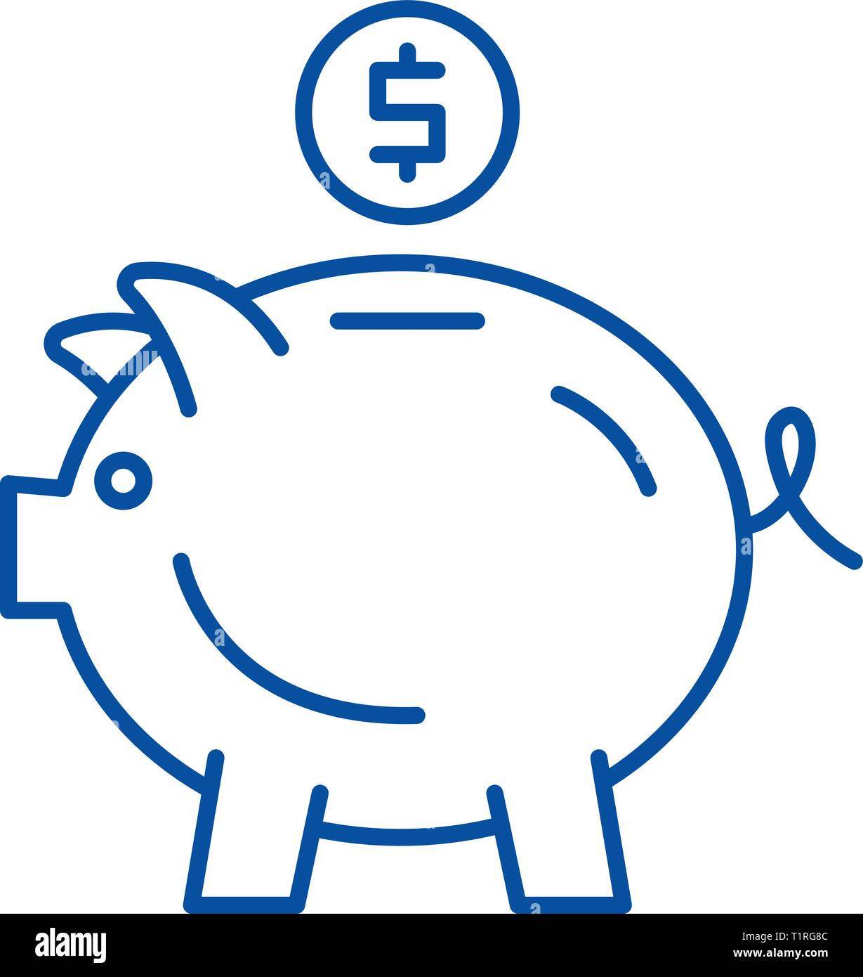 Piggy bank line icon concept. Piggy bank flat vector symbol, sign ...