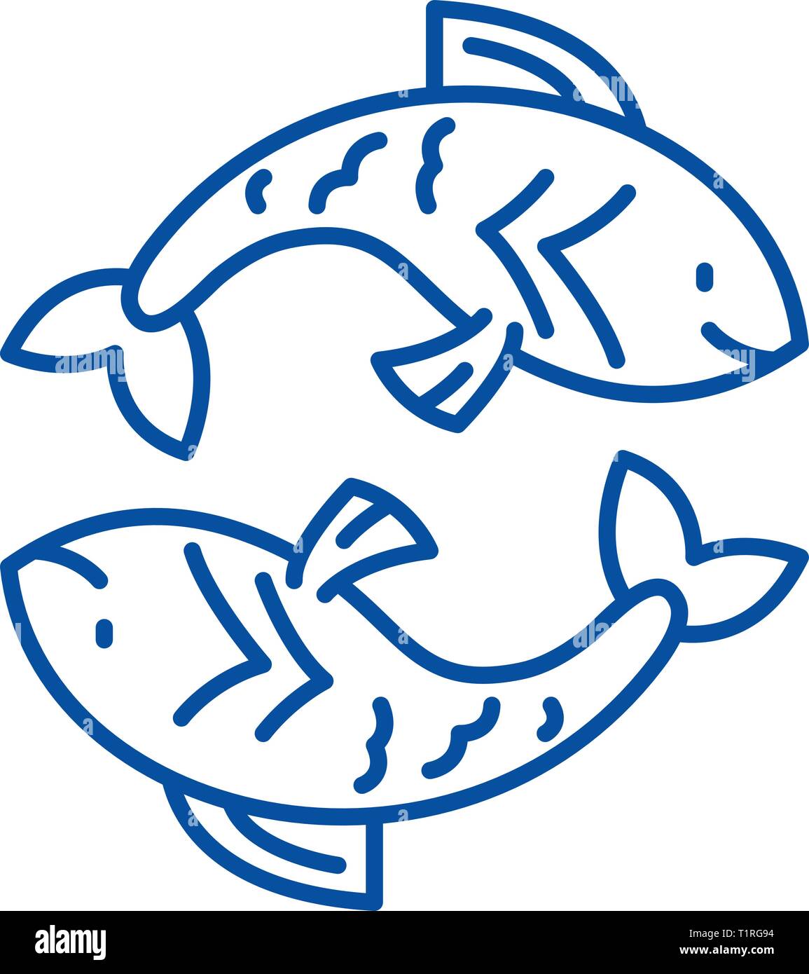 Pisces zodiac sign line icon concept. Pisces zodiac sign flat vector ...