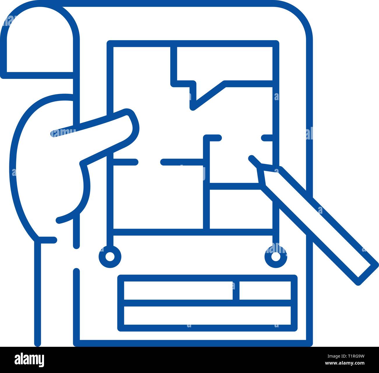 Planning line icon concept. Planning flat vector symbol, sign, outline ...
