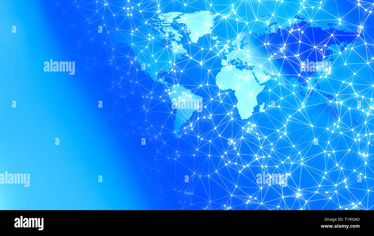 World map geometric pattern dots connected with lines Stock Photo - Alamy