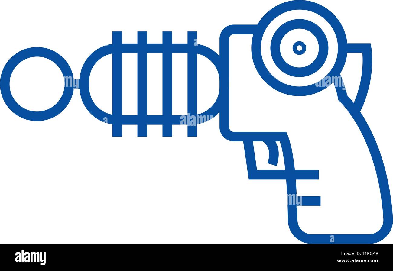 Plasma gun line icon concept. Plasma gun flat vector symbol, sign ...