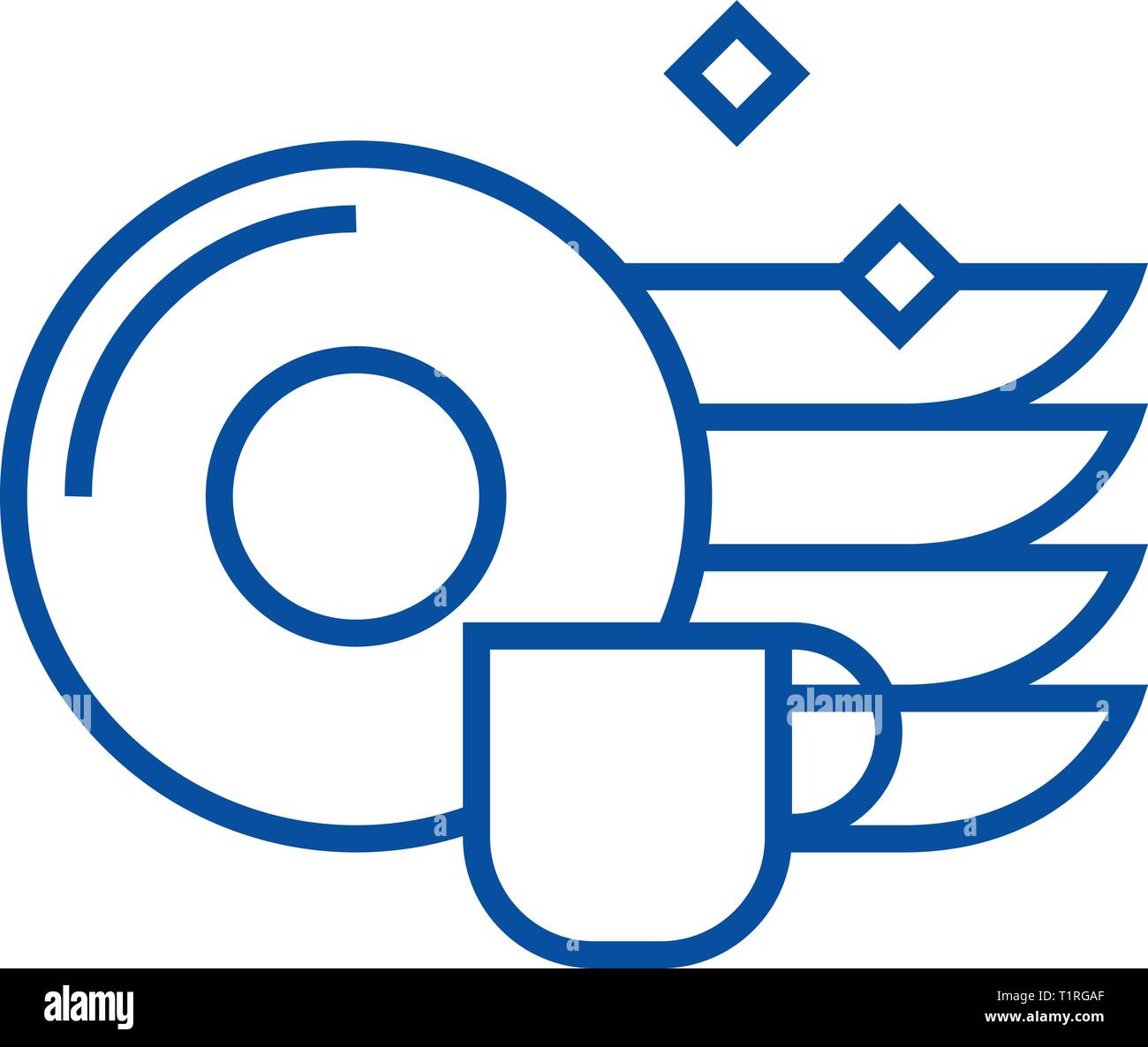 Plates, cups line icon concept. Plates, cups flat vector symbol, sign ...