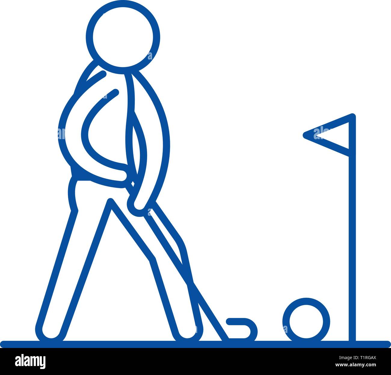 Playing golf line icon concept. Playing golf flat vector symbol, sign ...