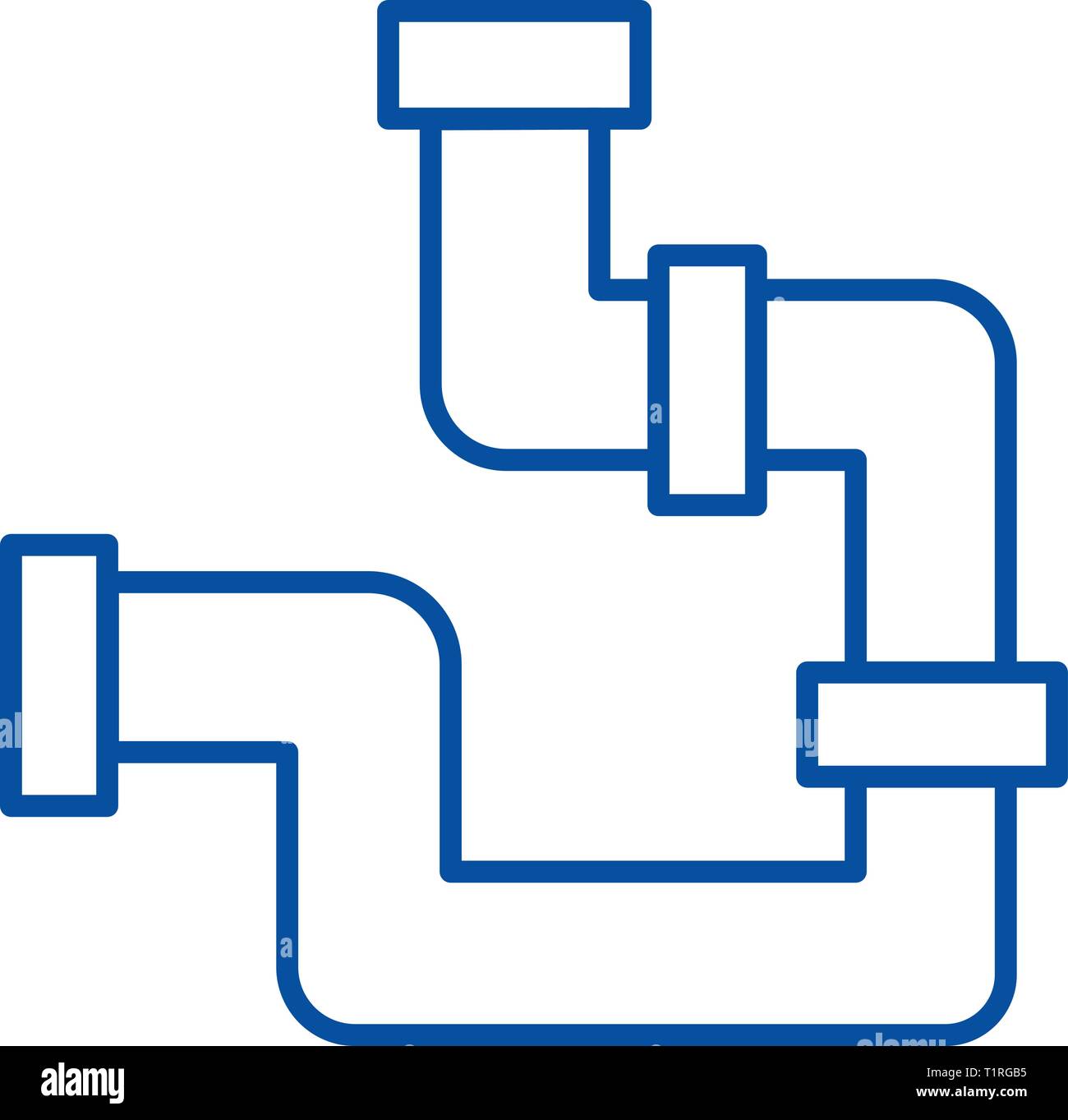 Plumbing pipes line icon concept. Plumbing pipes flat vector symbol ...