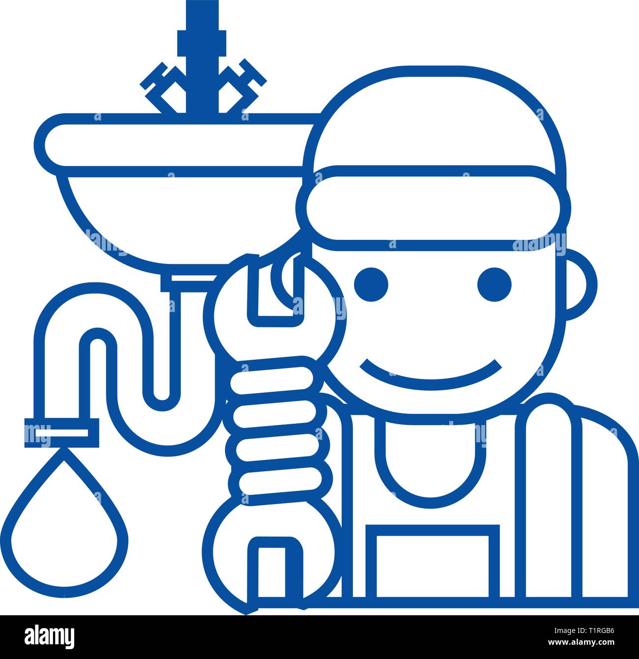 Plumbing service line icon concept. Plumbing service flat vector symbol ...