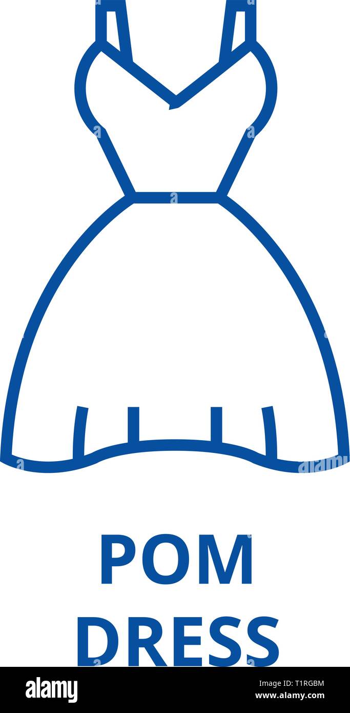 Pom dress line icon concept. Pom dress flat vector symbol, sign ...