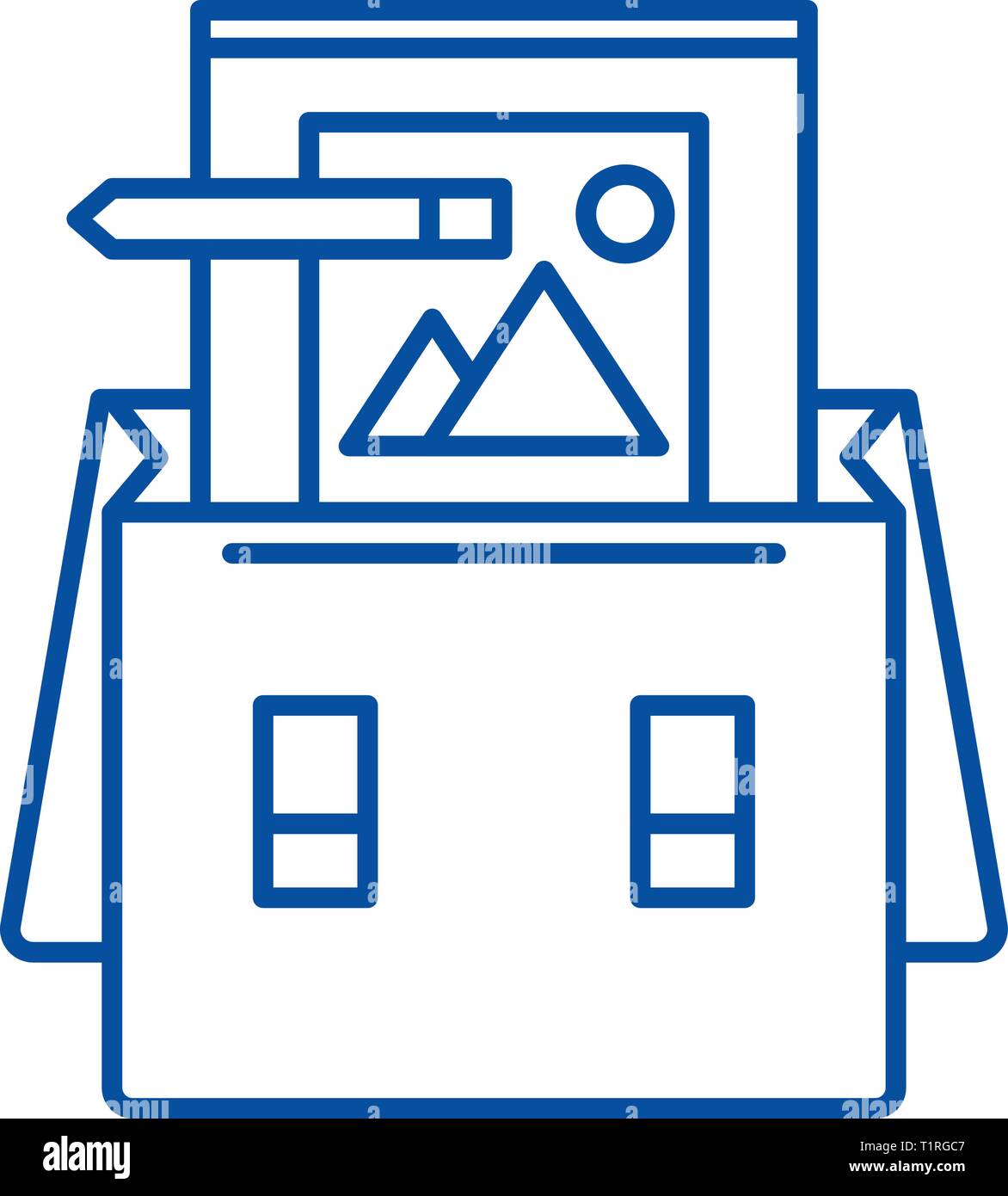 Portfolio line icon concept. Portfolio flat vector symbol, sign ...