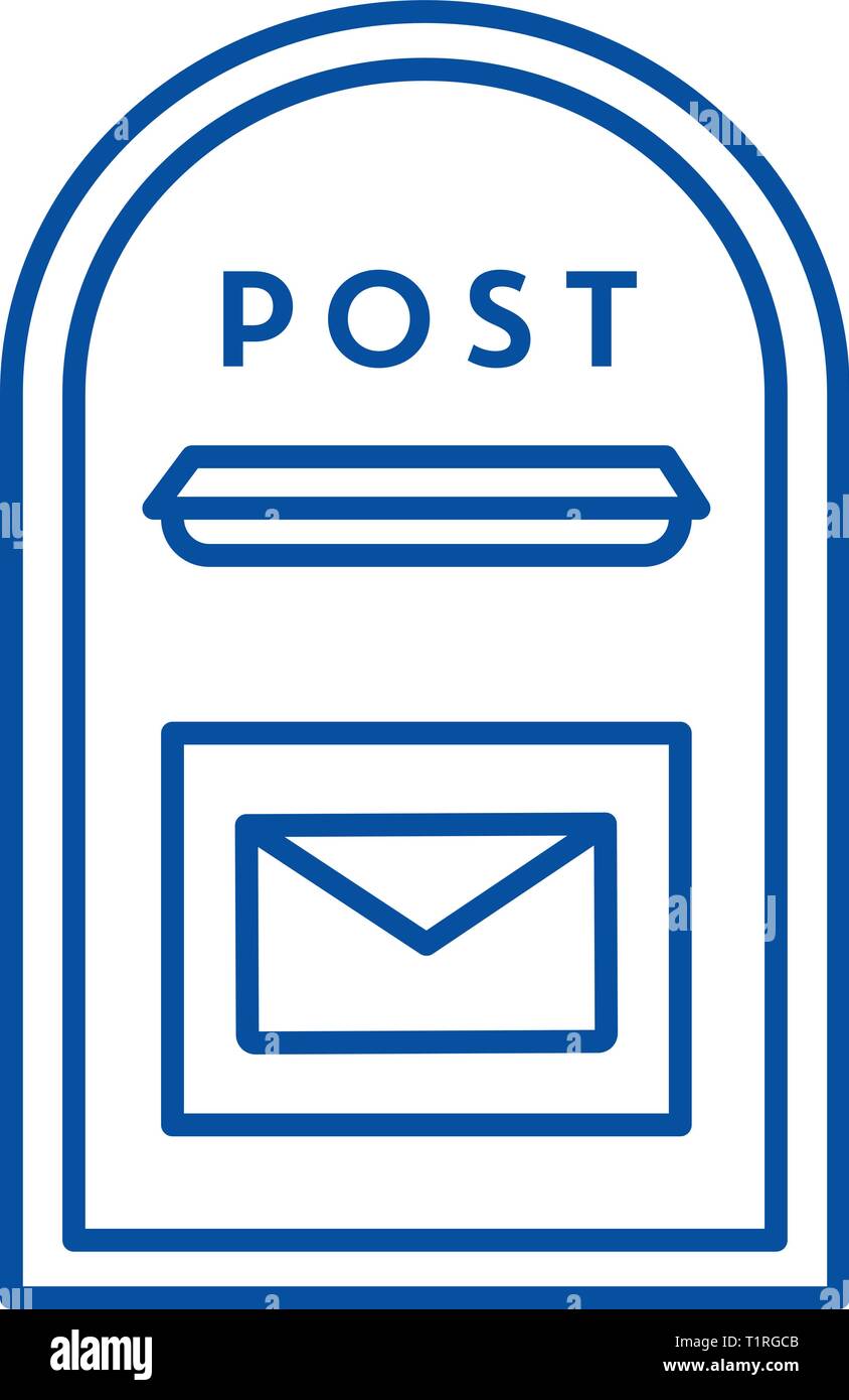 Post box line icon concept. Post box flat vector symbol, sign, outline ...