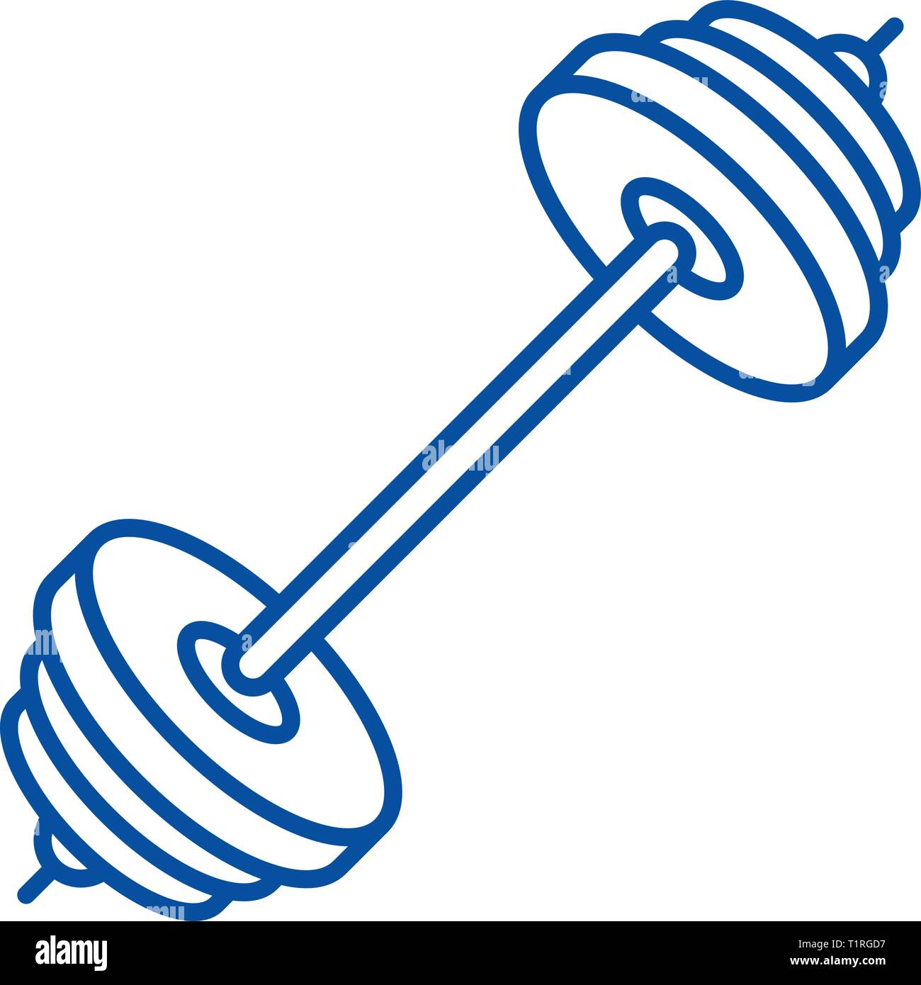 Powerlifting bar line icon concept. Powerlifting bar flat vector symbol ...
