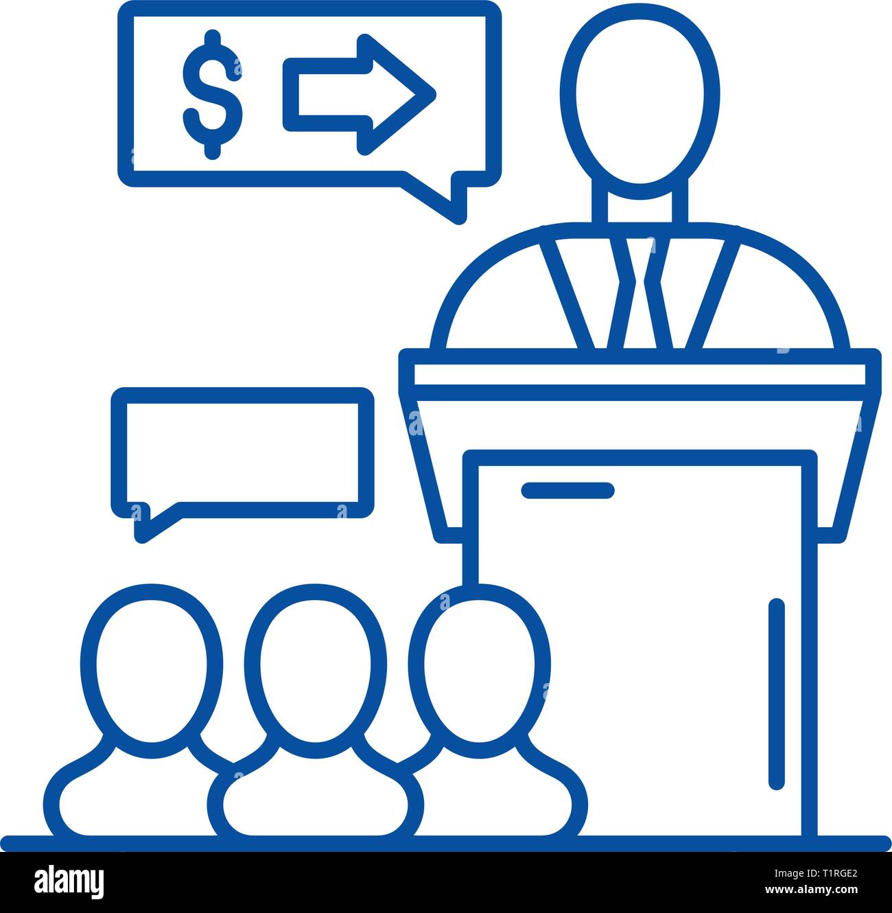 Presentation event line icon concept. Presentation event flat vector ...