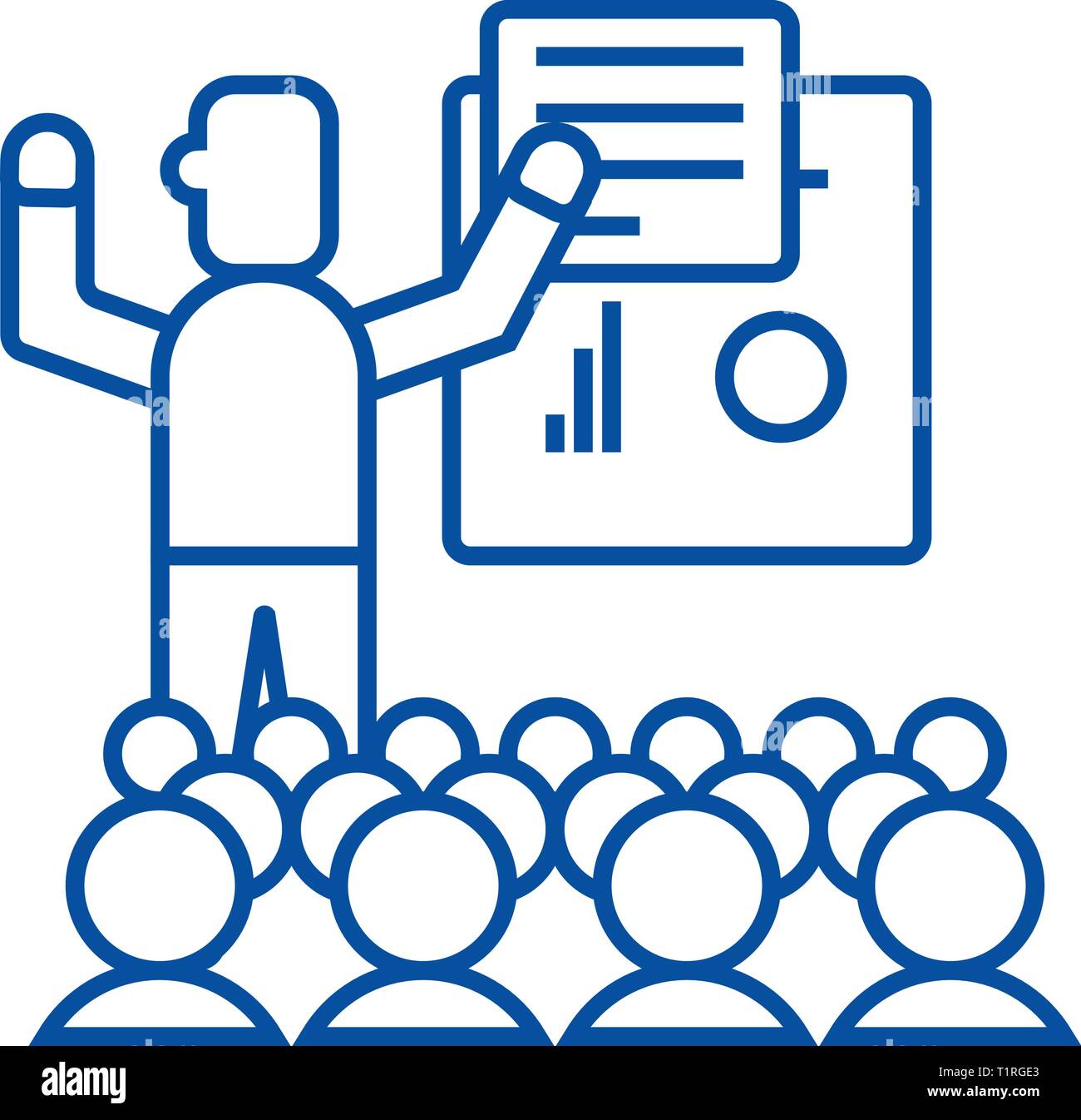 Presentation,meeting,lecture line icon concept. Presentation,meeting ...