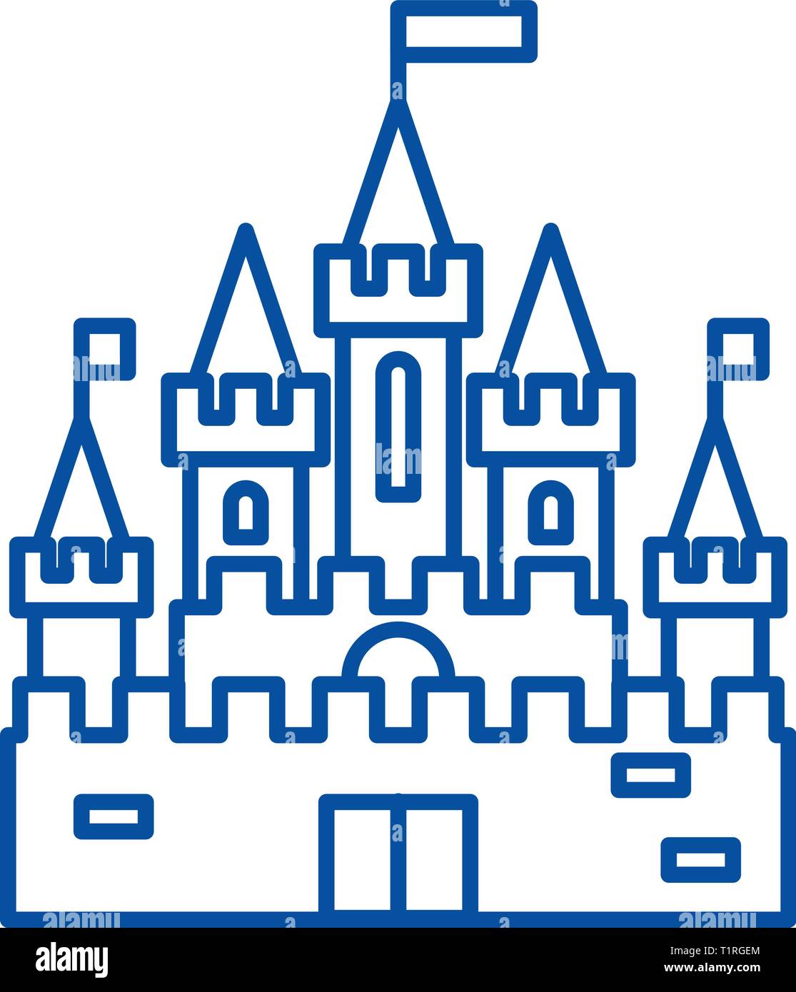 Princess castle line icon concept. Princess castle flat vector symbol ...