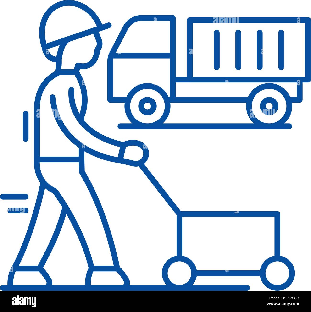 Production cycle line icon concept. Production cycle flat vector symbol ...