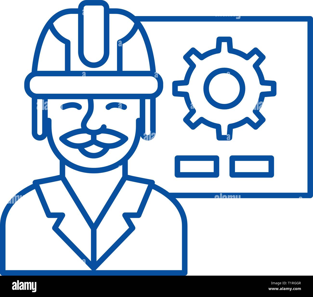 Production presentation line icon concept. Production presentation flat ...