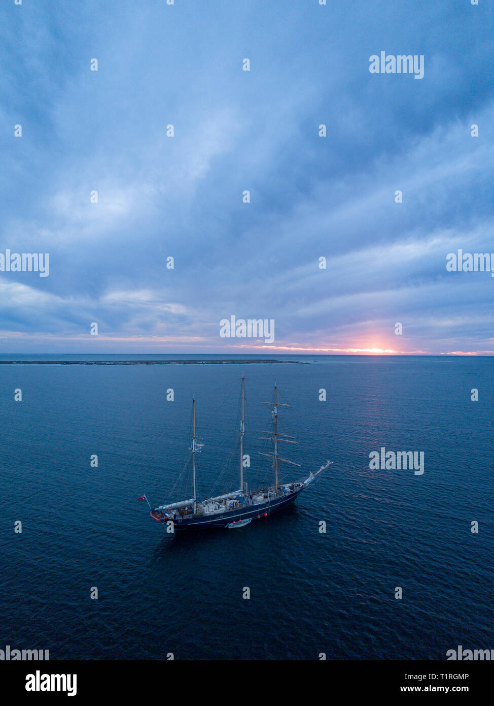 The sail training ship Leeuwin II anchored near Big Rat island in the ...