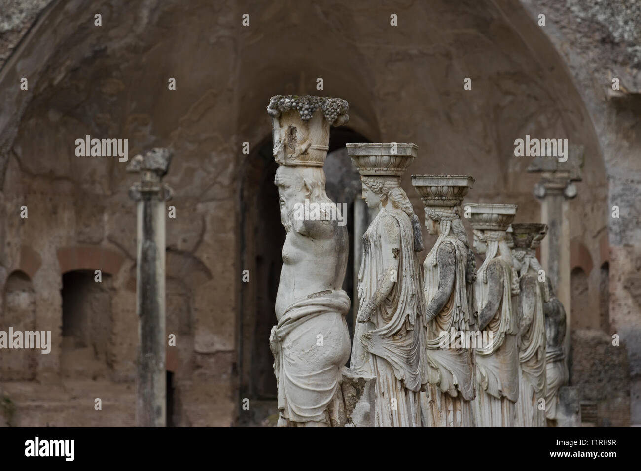 ROME, ITALY - MARCH 3 2019: Caryatids statues along the Canal of ...