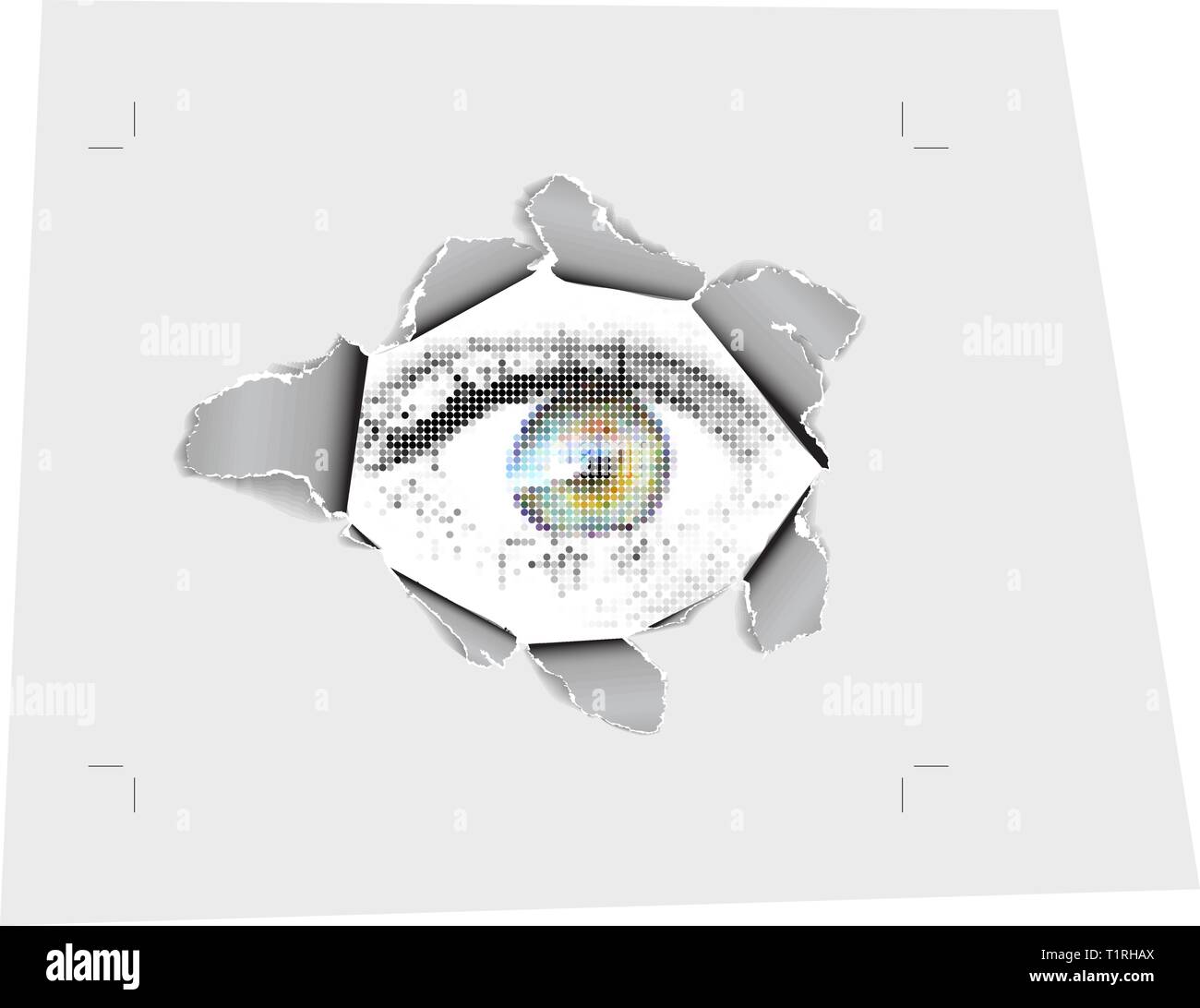 Eye looking from the hole in paper Stock Vector Image & Art - Alamy