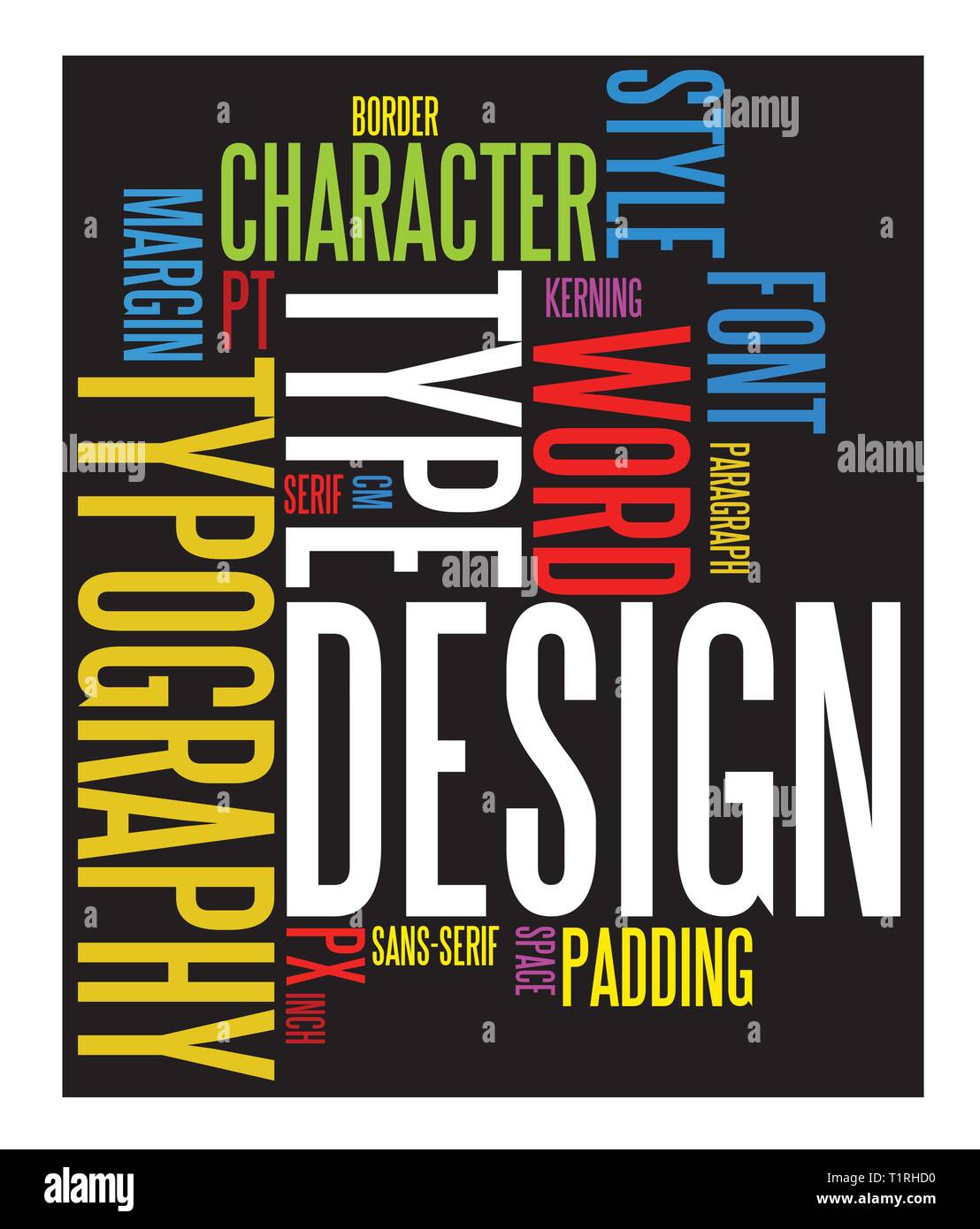 Colorful design and typography background on black Stock Vector Image ...