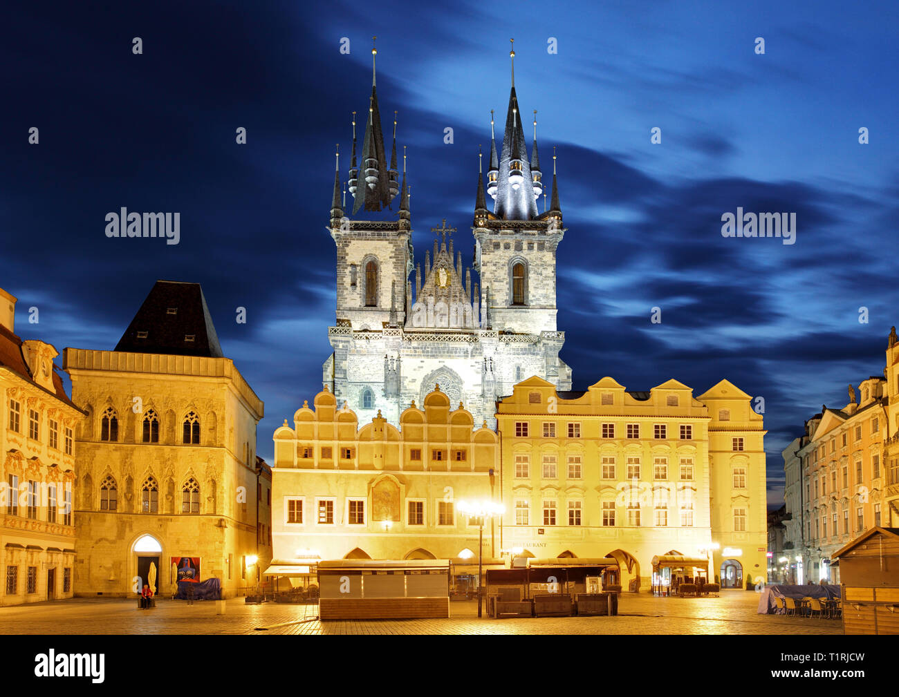 Prague Old town square, Tyn Cathedral Stock Photo - Alamy