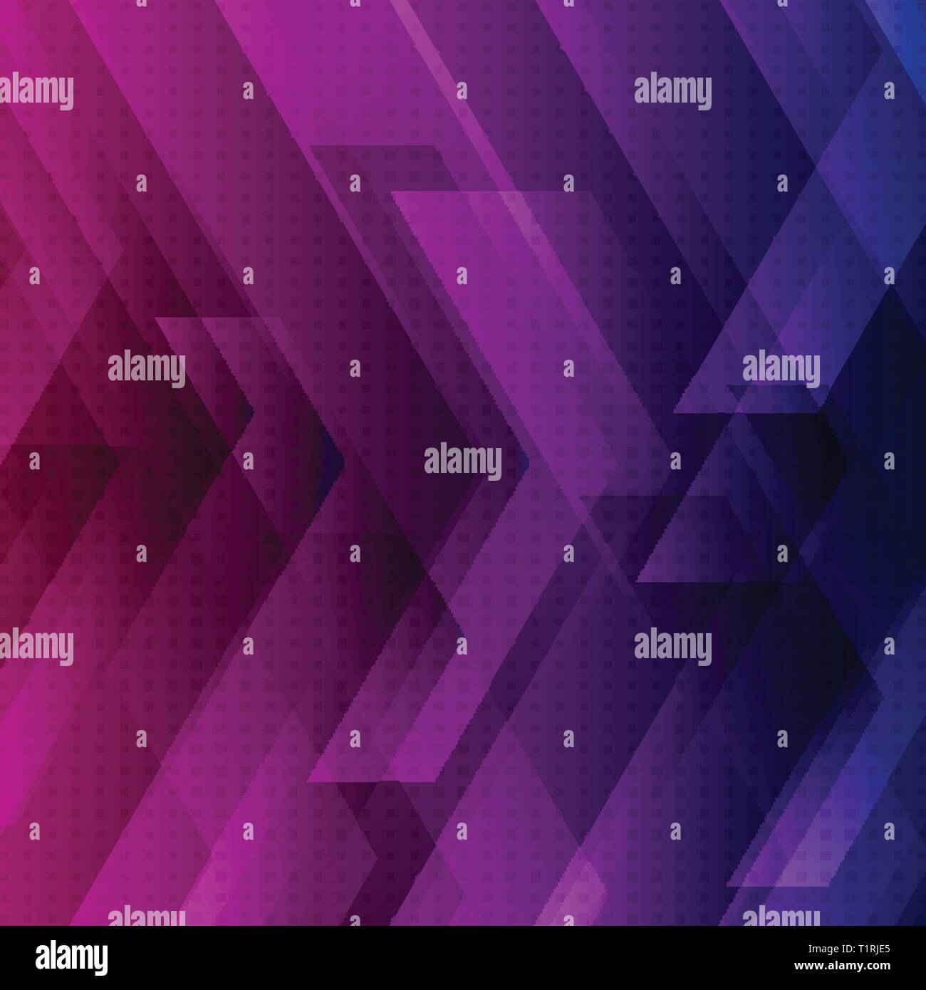 Abstract blue, purple and pink tech background with big arrows sign ...