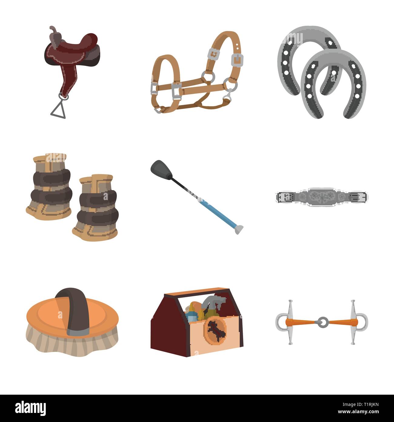 Vector illustration of horseback and equestrian symbol. Set of ...