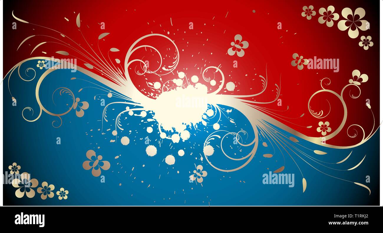 Abstract floral background - red, blue and golden colors Stock Vector ...