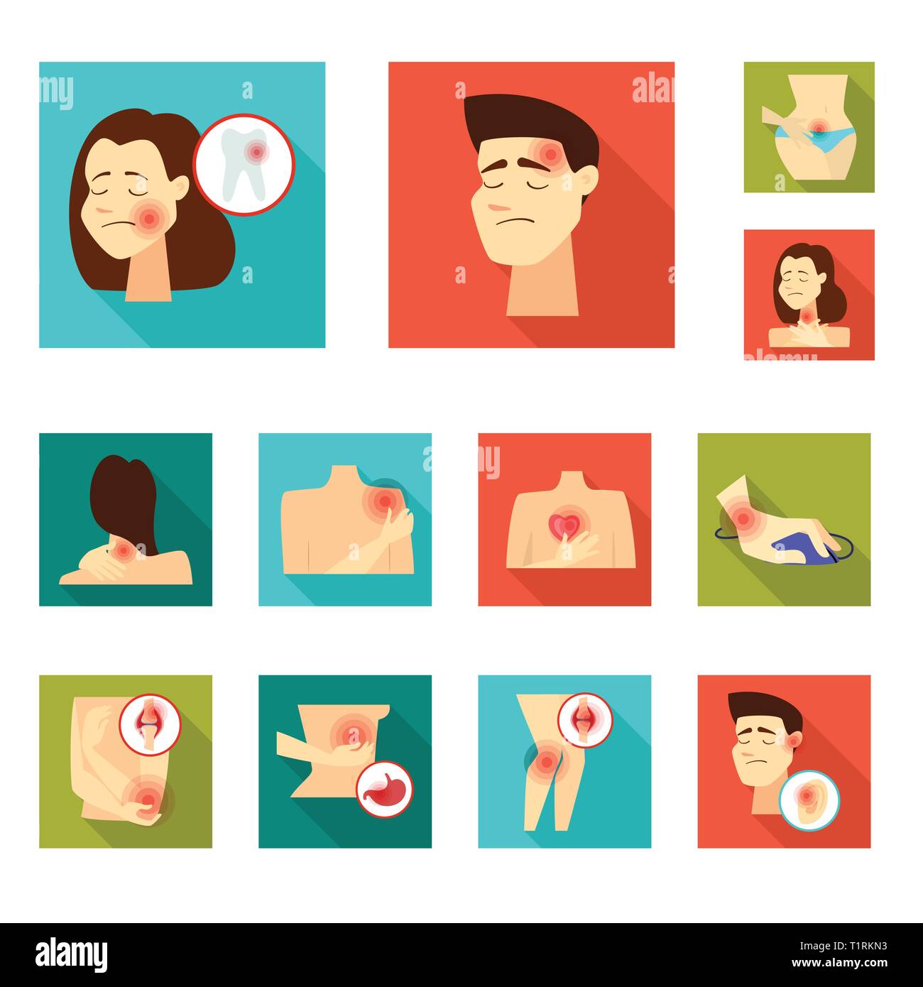 Vector illustration of damage and wound sign. Set of damage and ...