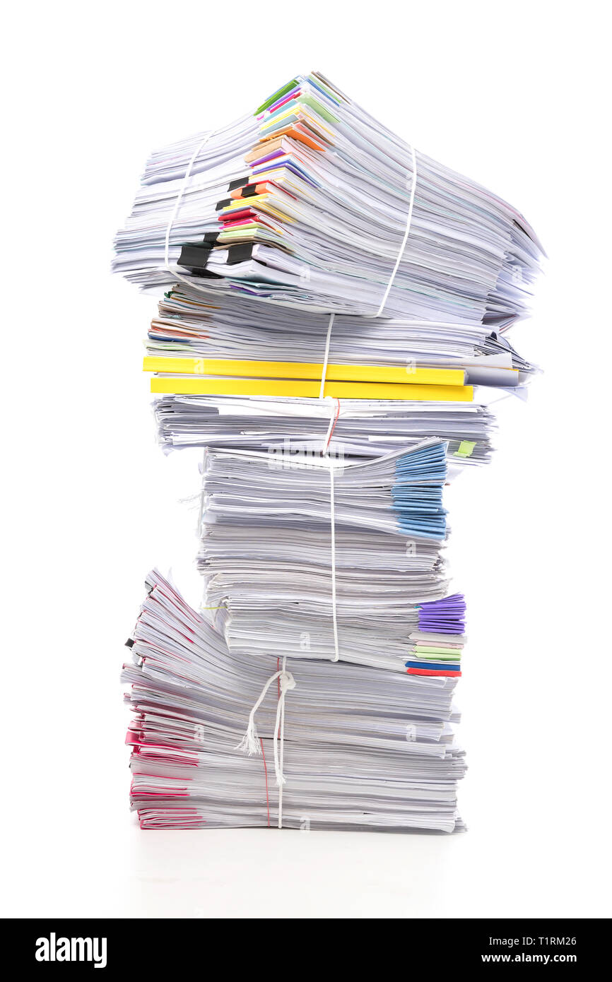 Stack of business papers isolated on white background Stock Photo - Alamy