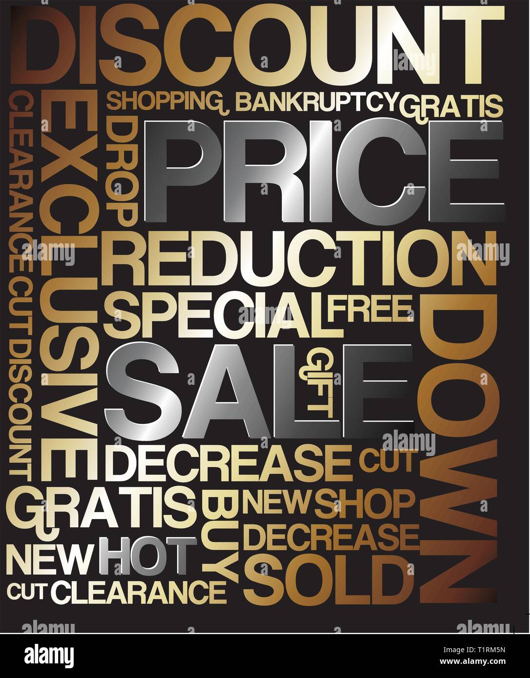 Sale discount poster - metal colors (golden and silver Stock Vector ...