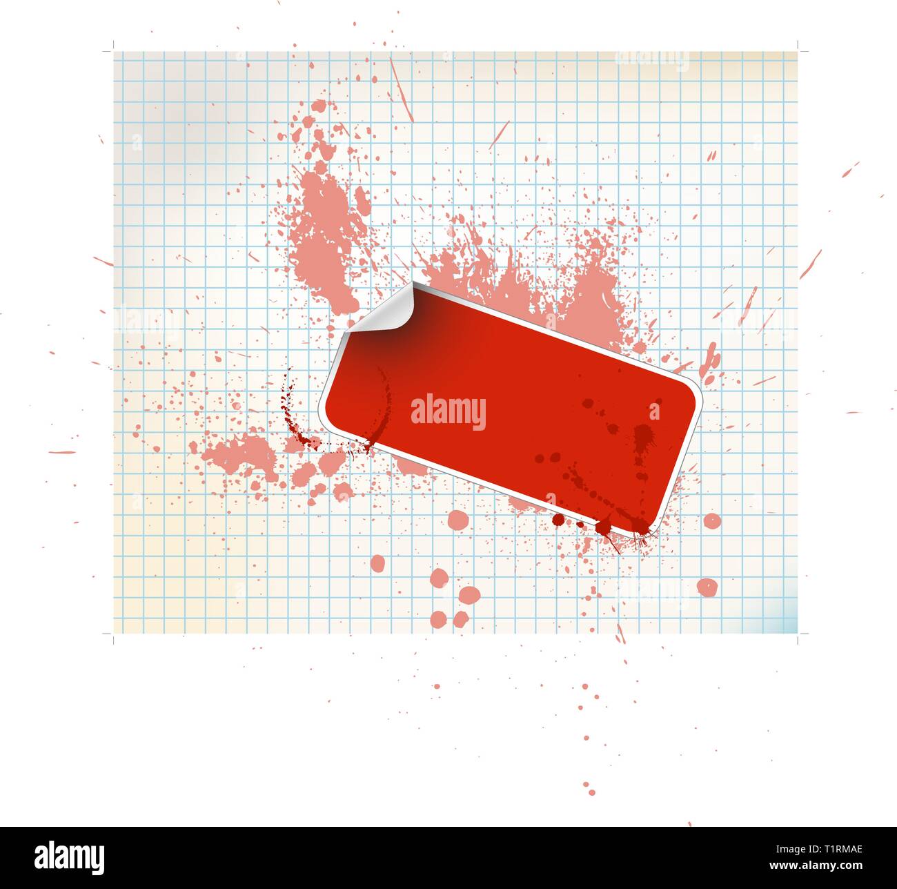Red sticker on a grunge background with ink splats Stock Vector Image ...