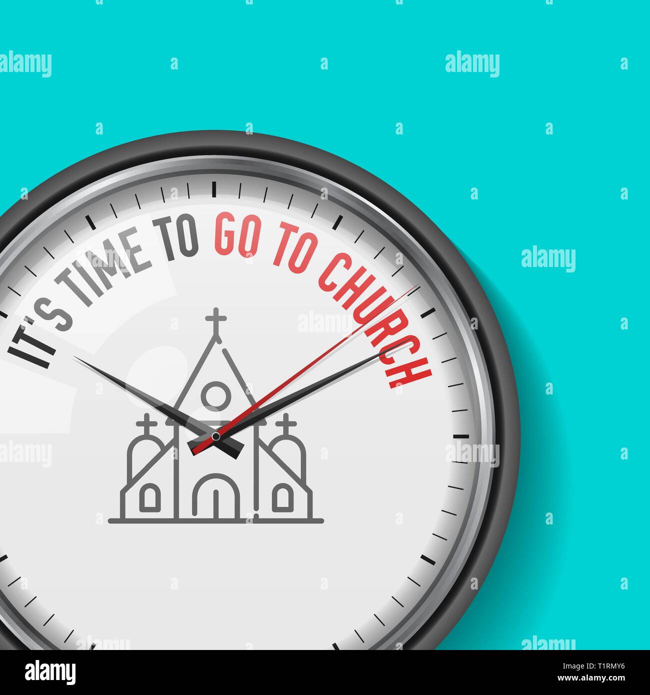 Church with clock face Stock Vector Images - Alamy