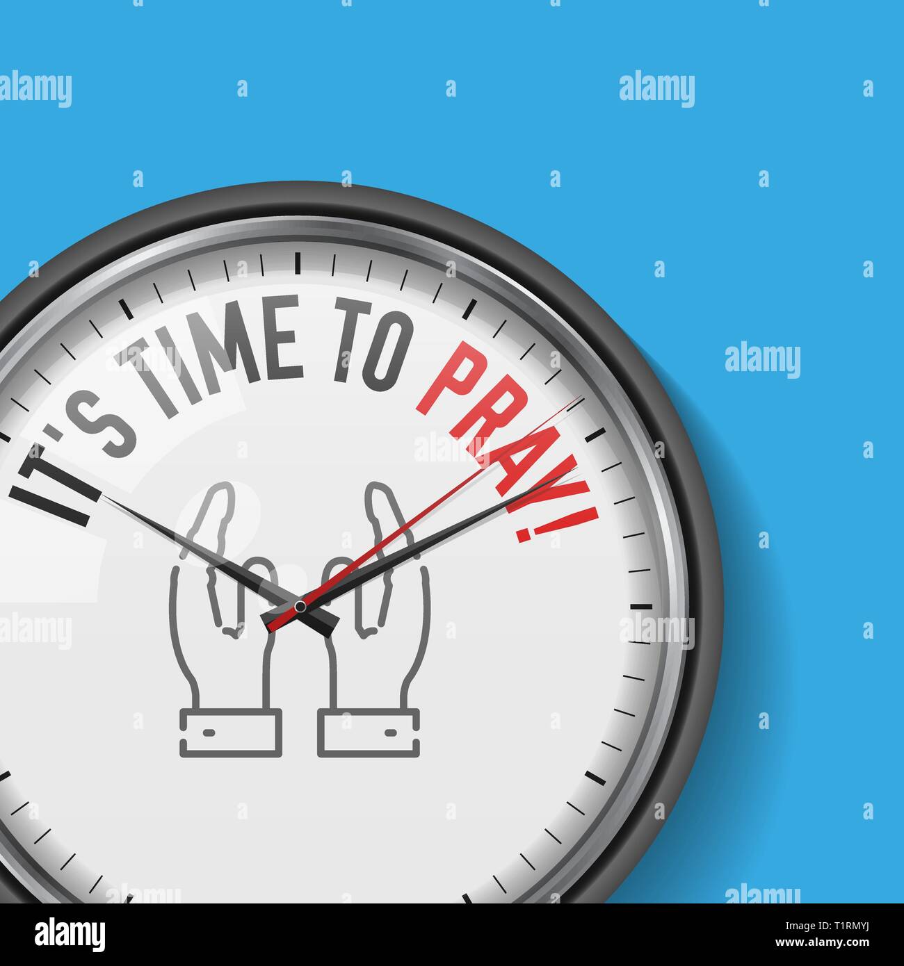 It's Time to Pray. White Vector Clock with Motivational Slogan. Analog ...