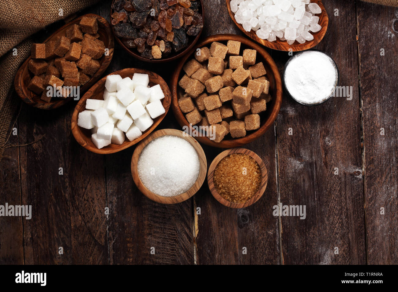 Various types of sugar, brown sugar and white Stock Photo - Alamy