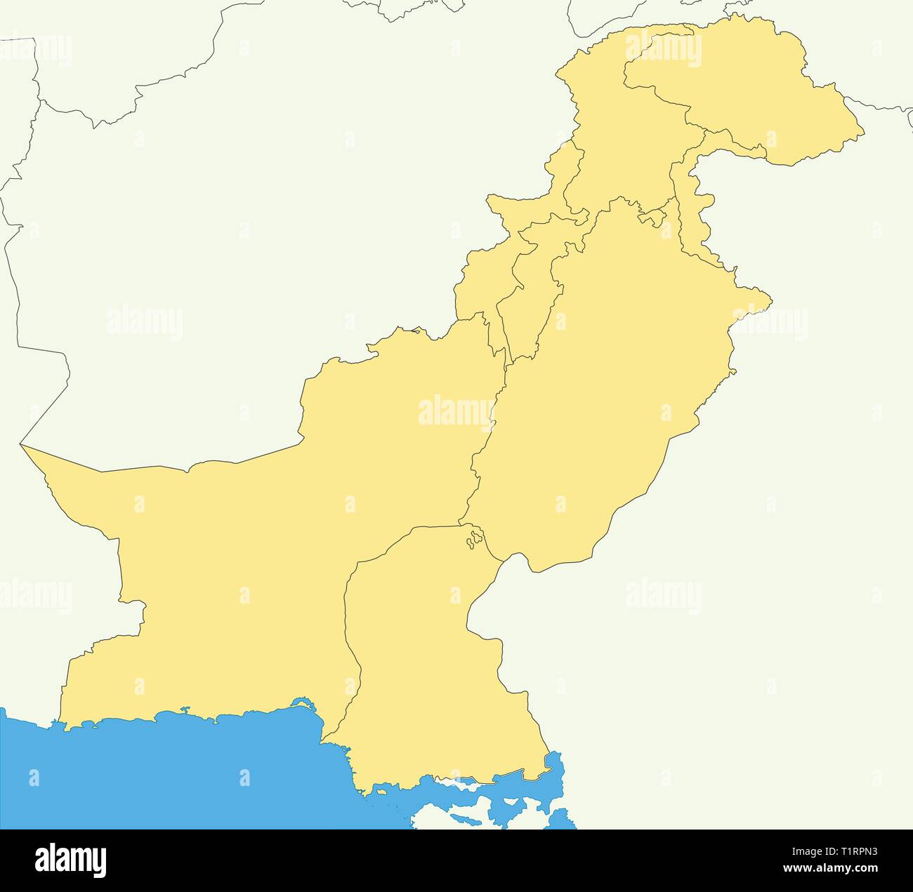 High quality map of Pakistan with borders of the regions Stock Vector ...