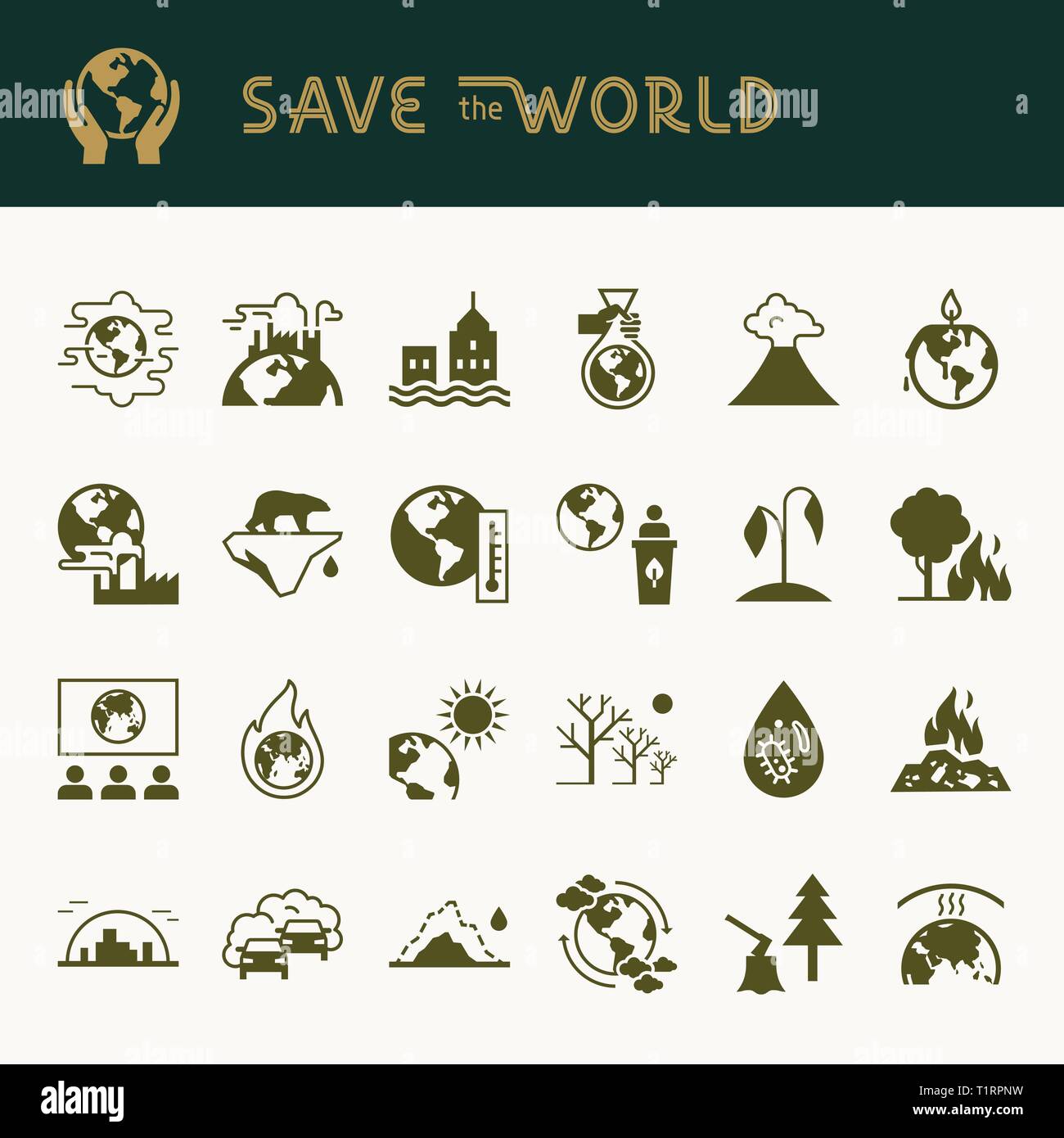 Different variants of environmental icons on the theme of ecology in ...