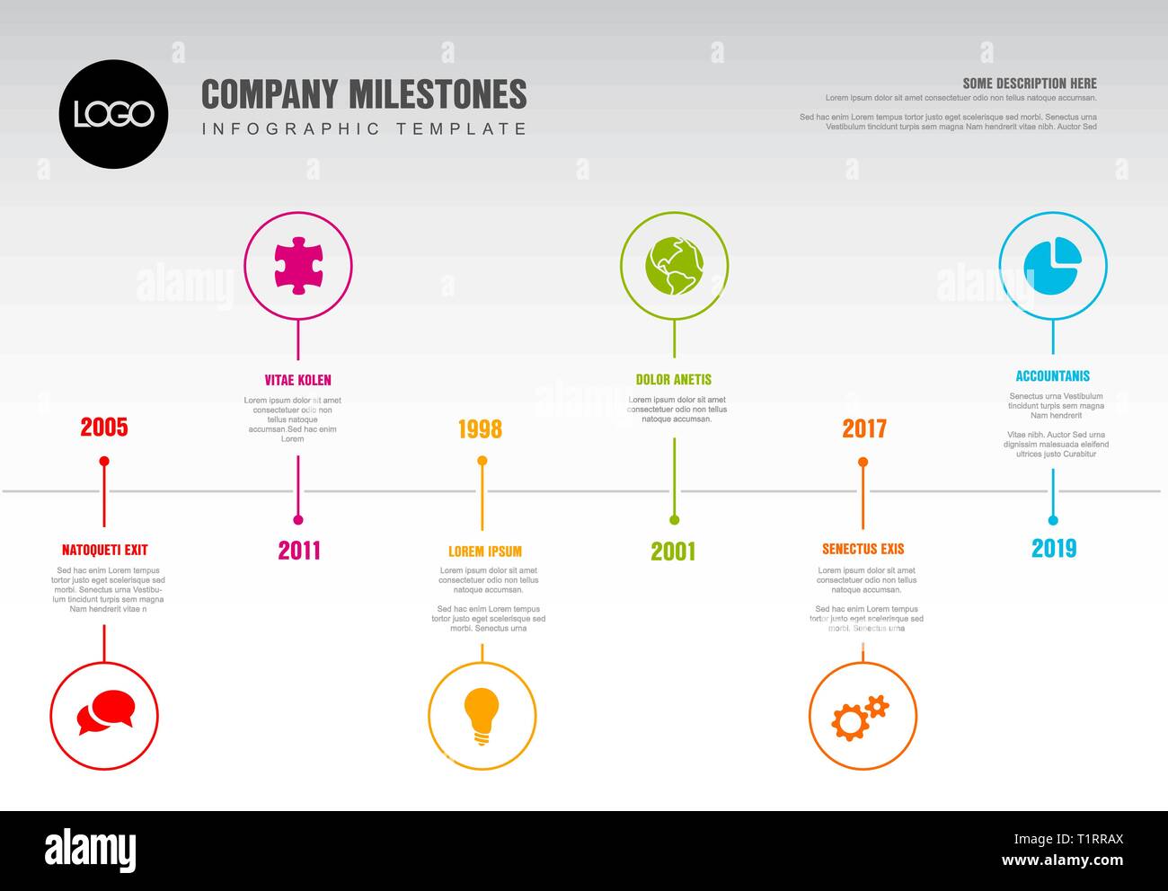 Vector Infographic Company Milestones Timeline Template with pointers ...