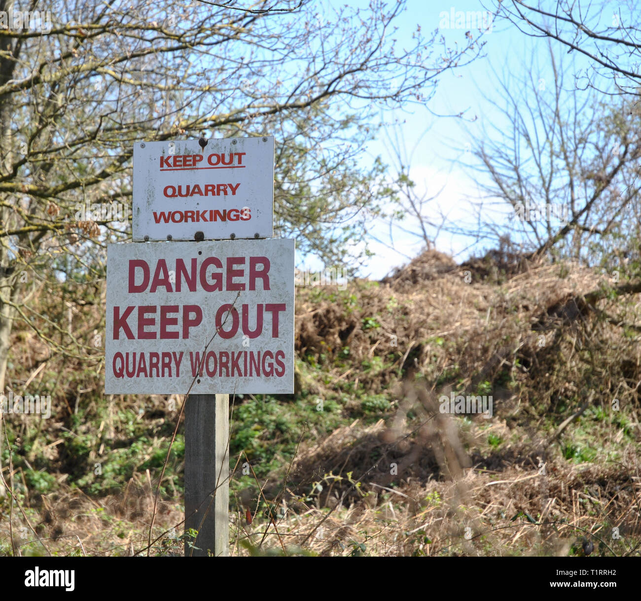 Two warning signs hi-res stock photography and images - Alamy