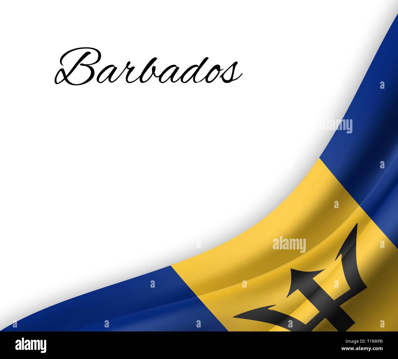 waving flag of Barbados on white background. Template for independence ...