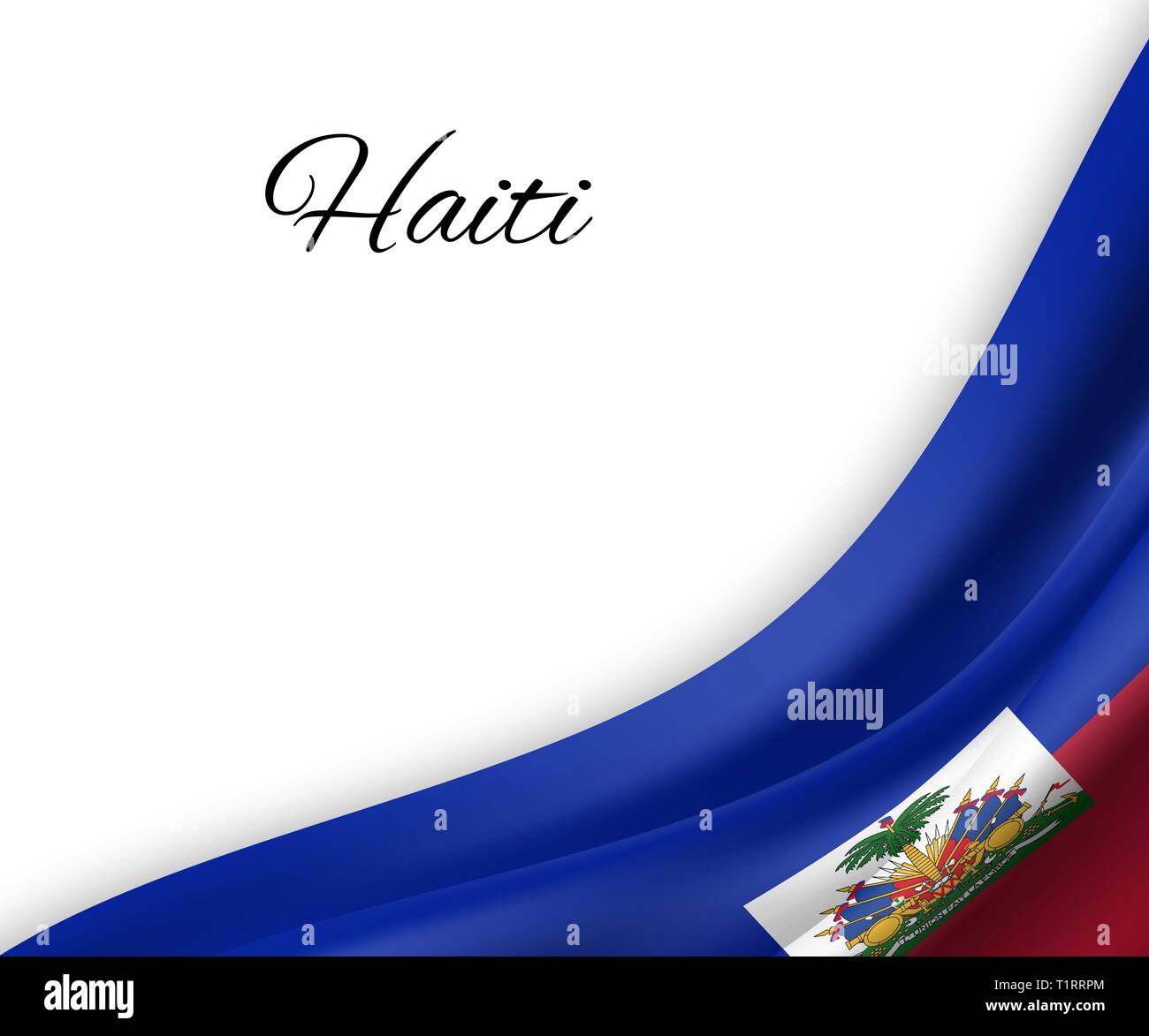 waving flag of Haiti on white background. Template for independence day ...