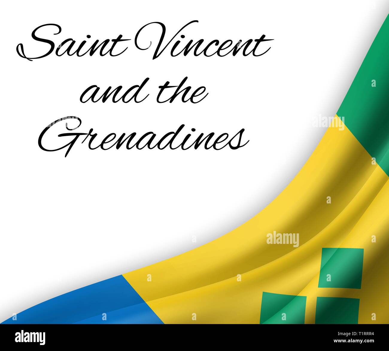 waving flag of Saint Vincent and the Grenadines on white background ...