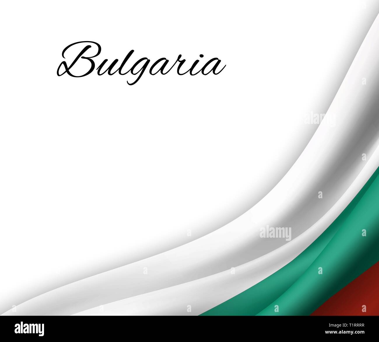 waving flag of Bulgaria on white background. Template for independence ...