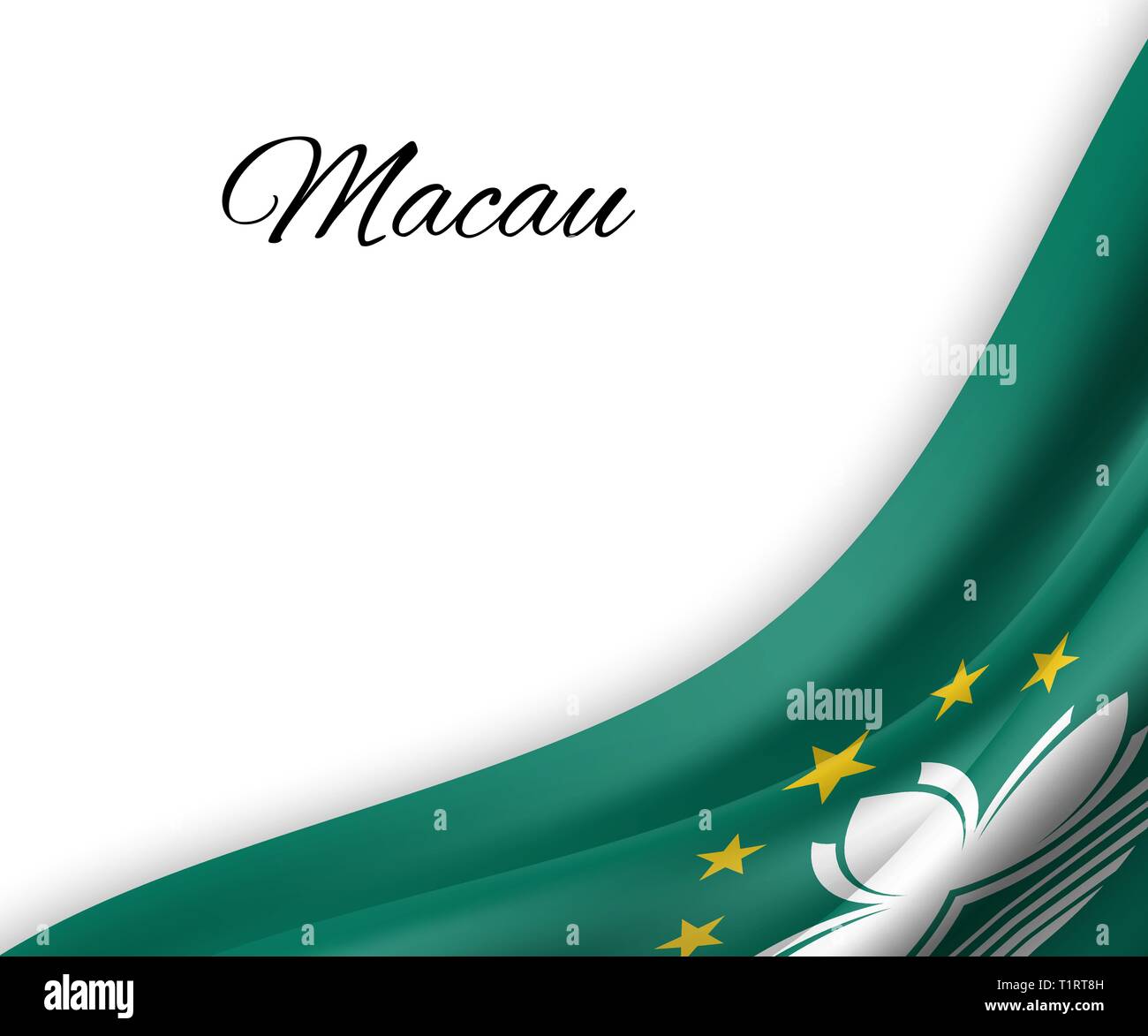 waving flag of Macau on white background. Template for independence day ...