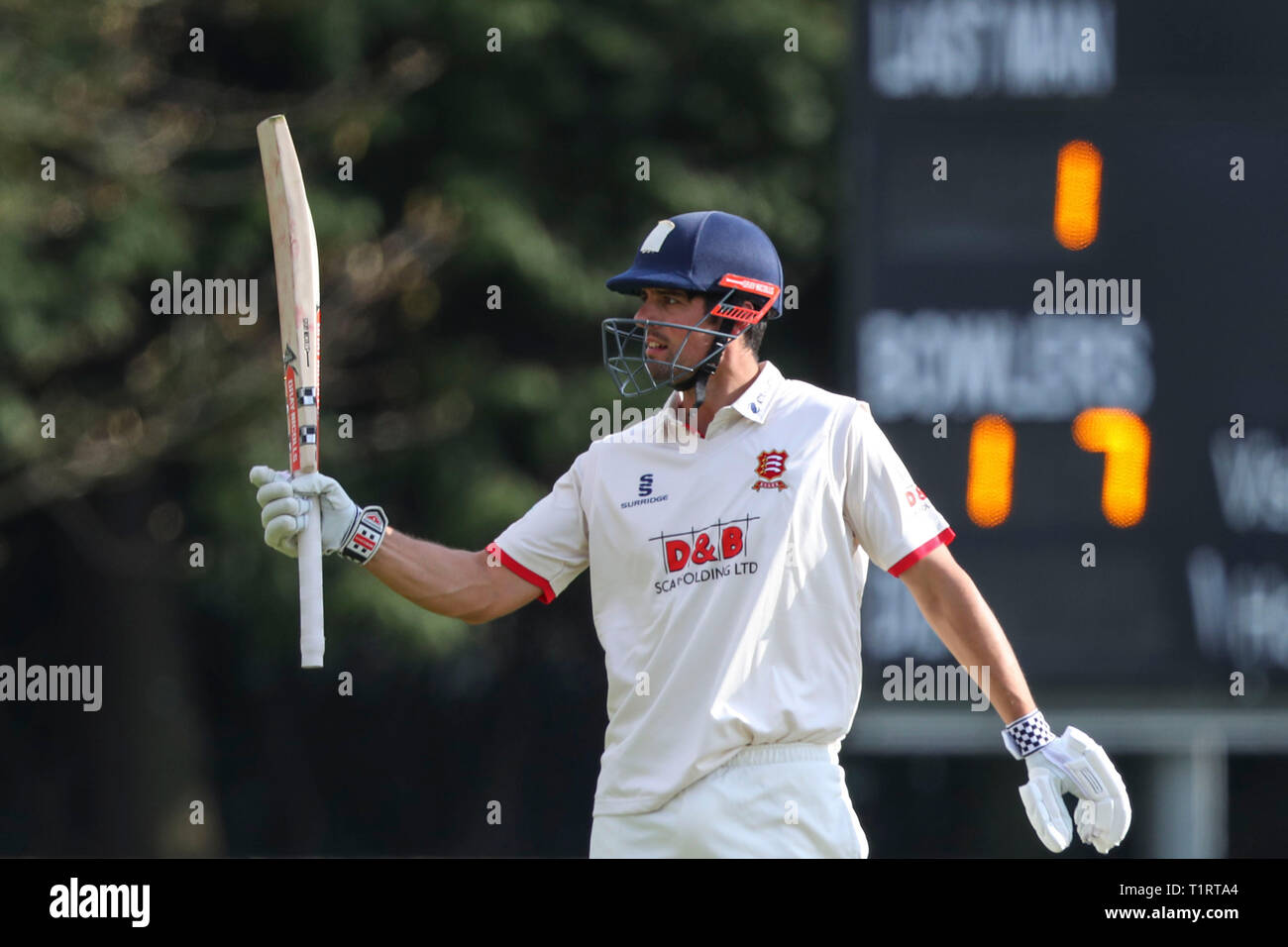 Cambridge, UK March 26 2019: Sir Alastair Cook of Essex celebrates ...