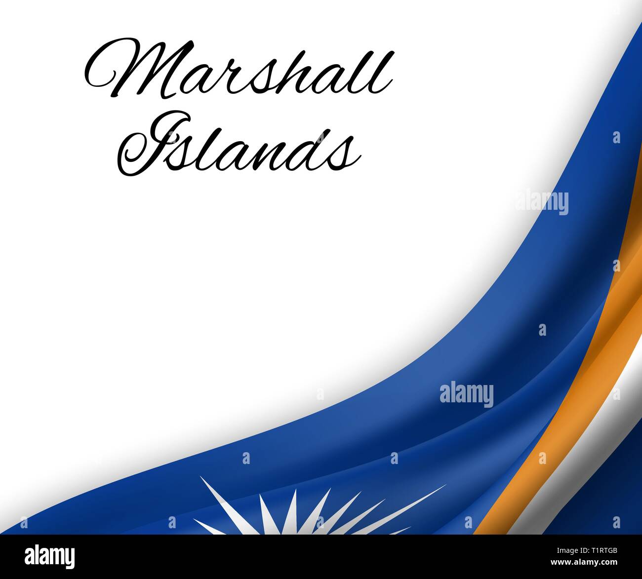 waving flag of Marshall Islands on white background. Template for ...